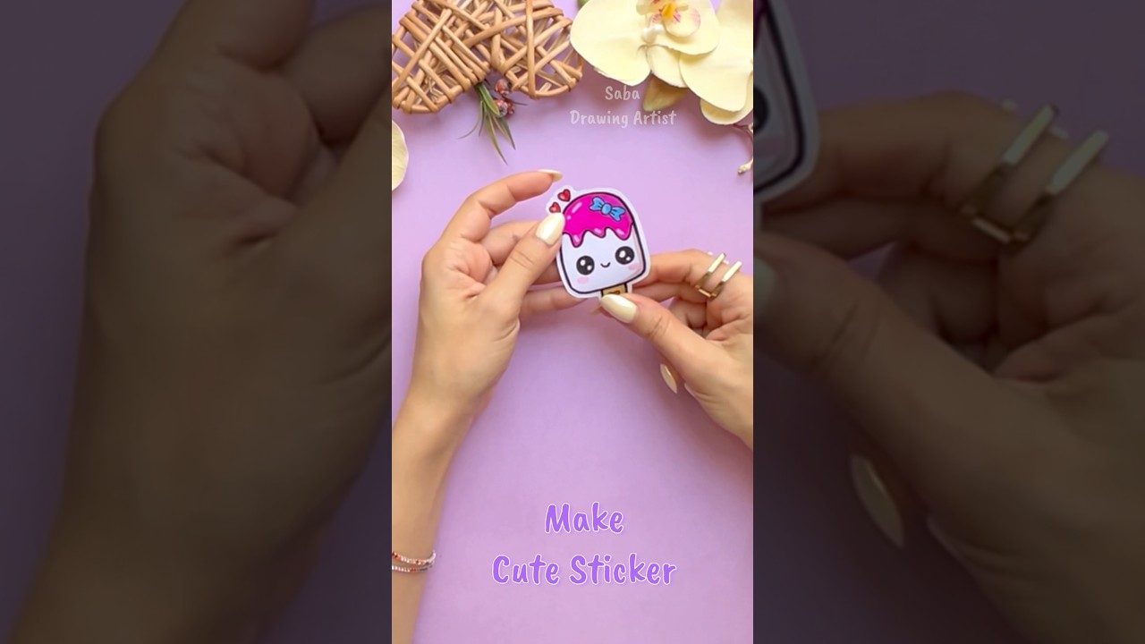 Draw & Diy an Icecream Sticker #shorts #saba_drawingartist #easycraft