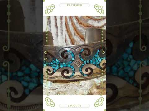 Navajo Sterling Silver Turquoise Coral Inlay Cuff Bracelet J Yazzie