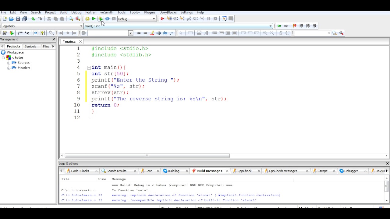 45. C language - strrev reverse string