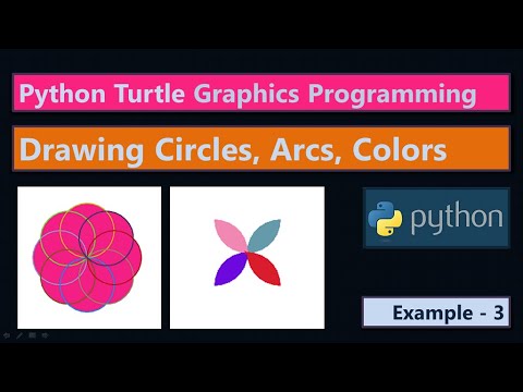 Python Turtle Graphics Program Example 3 | Circle Arcs Random color fillcolor | #highblix