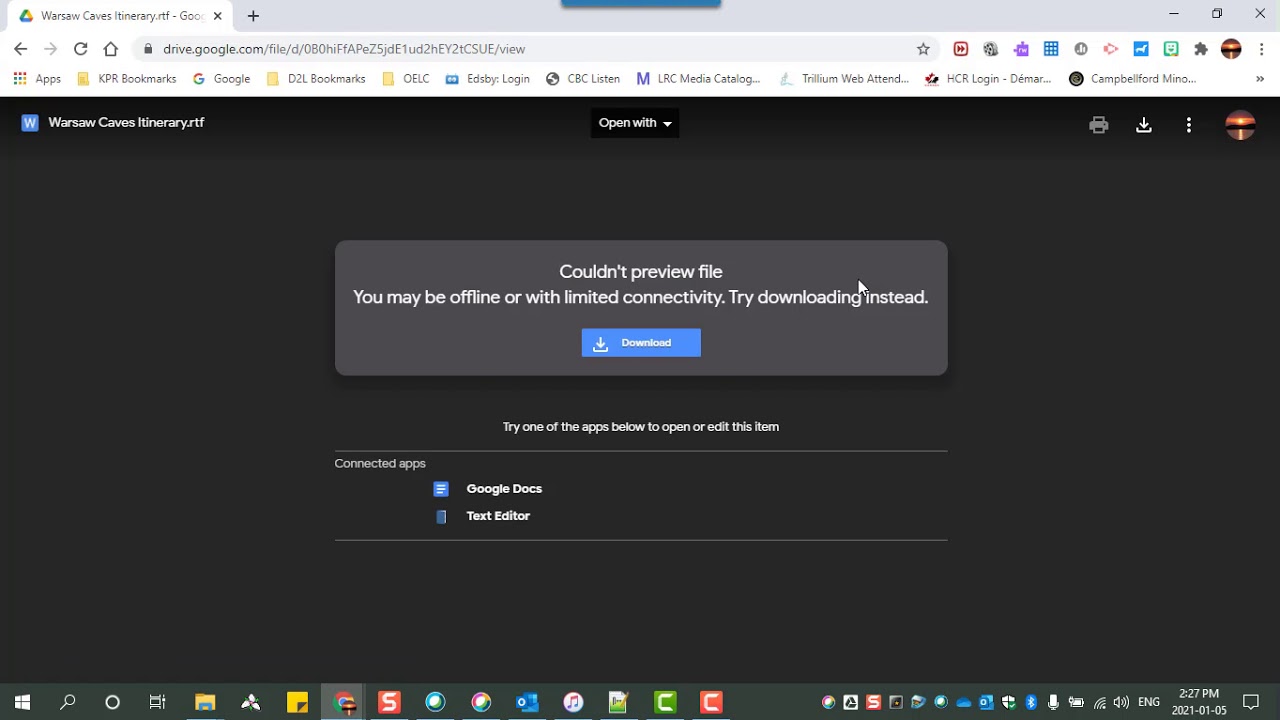 D2L - Open an RTF file in Google Docs