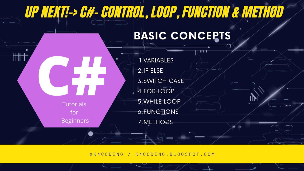 C Sharp Tutorial for Beginners | IF else | Loop | Function | Method | @k4coding