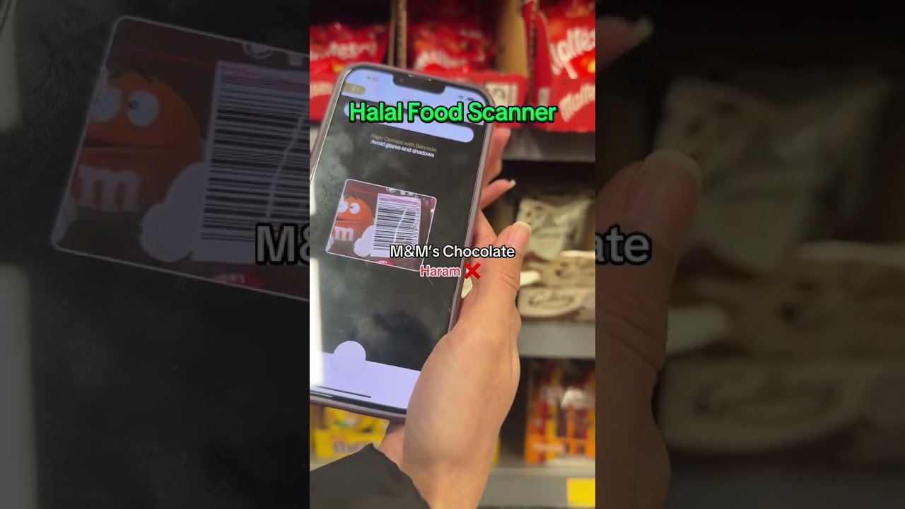 Scanning M&M’s Chocolate with Mustakshif to verify if it's halal or not. ❌