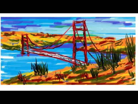 Golden Gate Bridge Painting | San Francisco | Abstract Art | Calm | Easy Art | Digital Painting