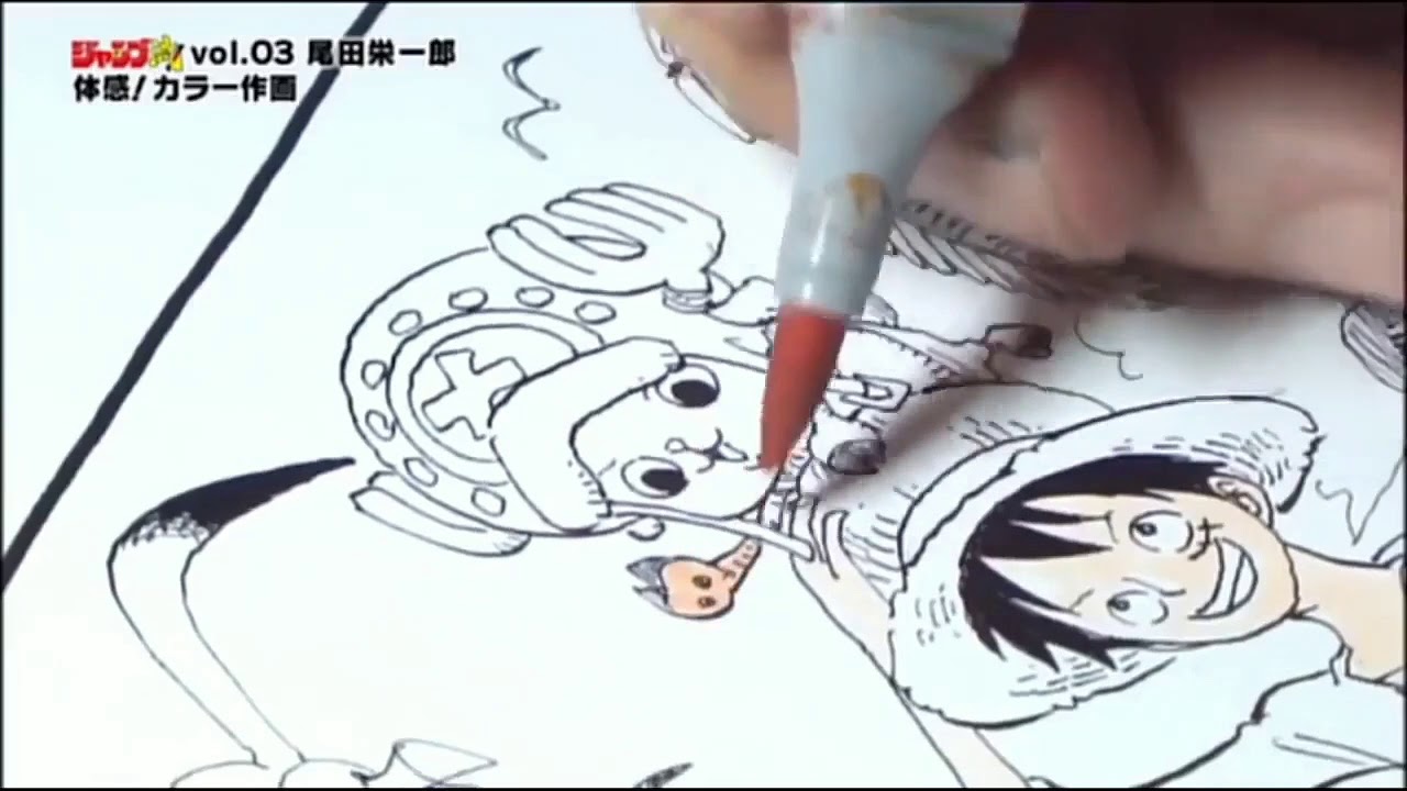 Eiichiro Oda working on a color page