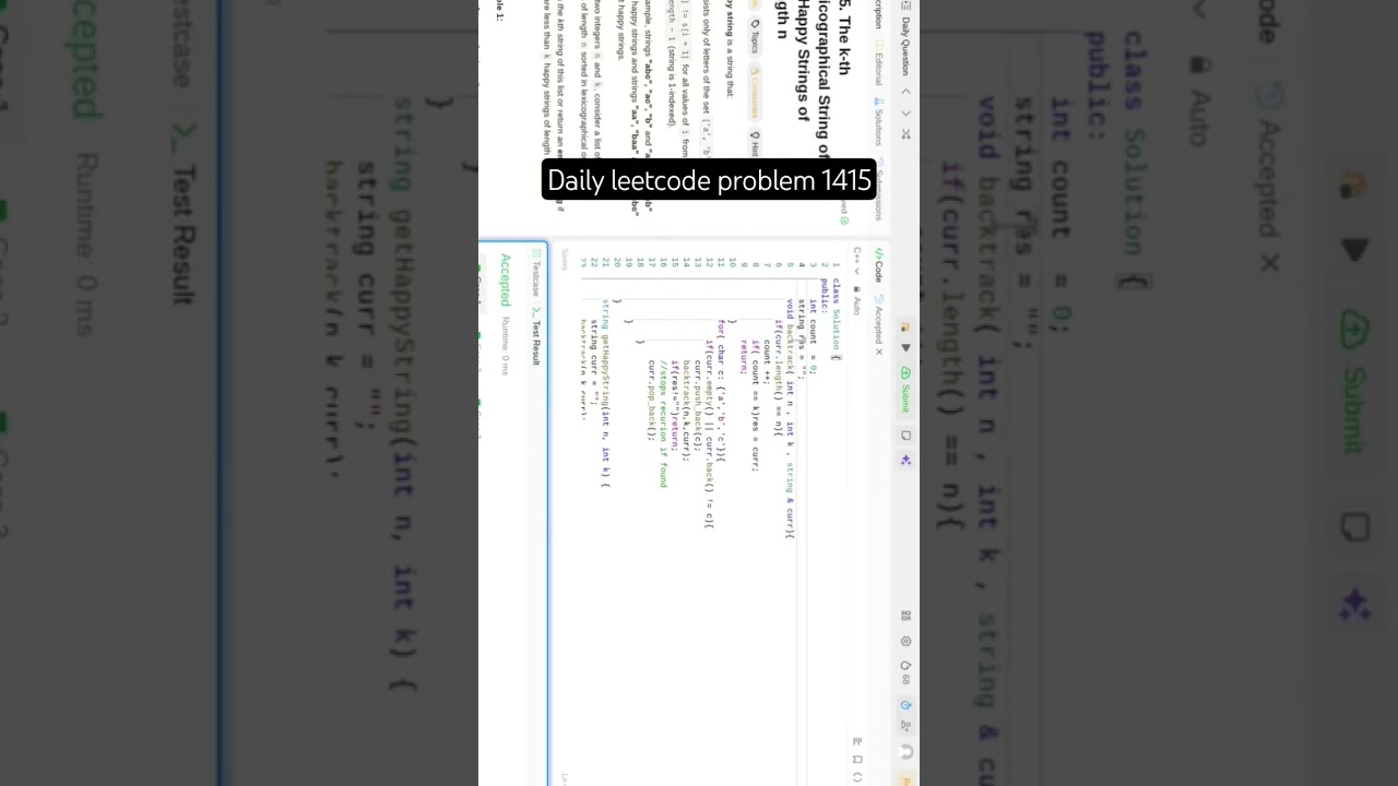 #leetcode #coding Daily leetcode problem 1415 in Python C ++Java JavaScript C language