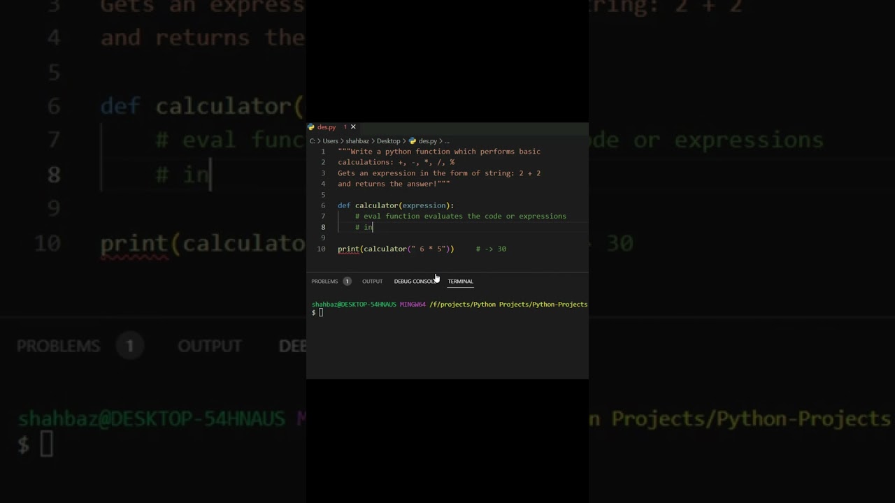 Python Program: Basic Calculator in One Line of Code!
