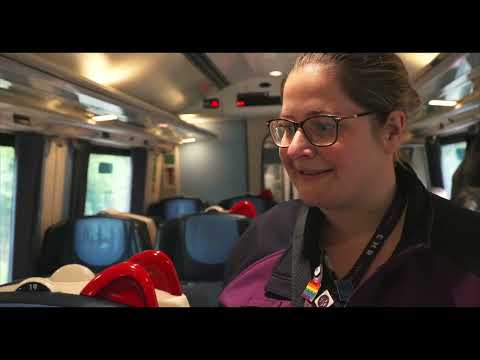 Using an E-Ticket on the train.