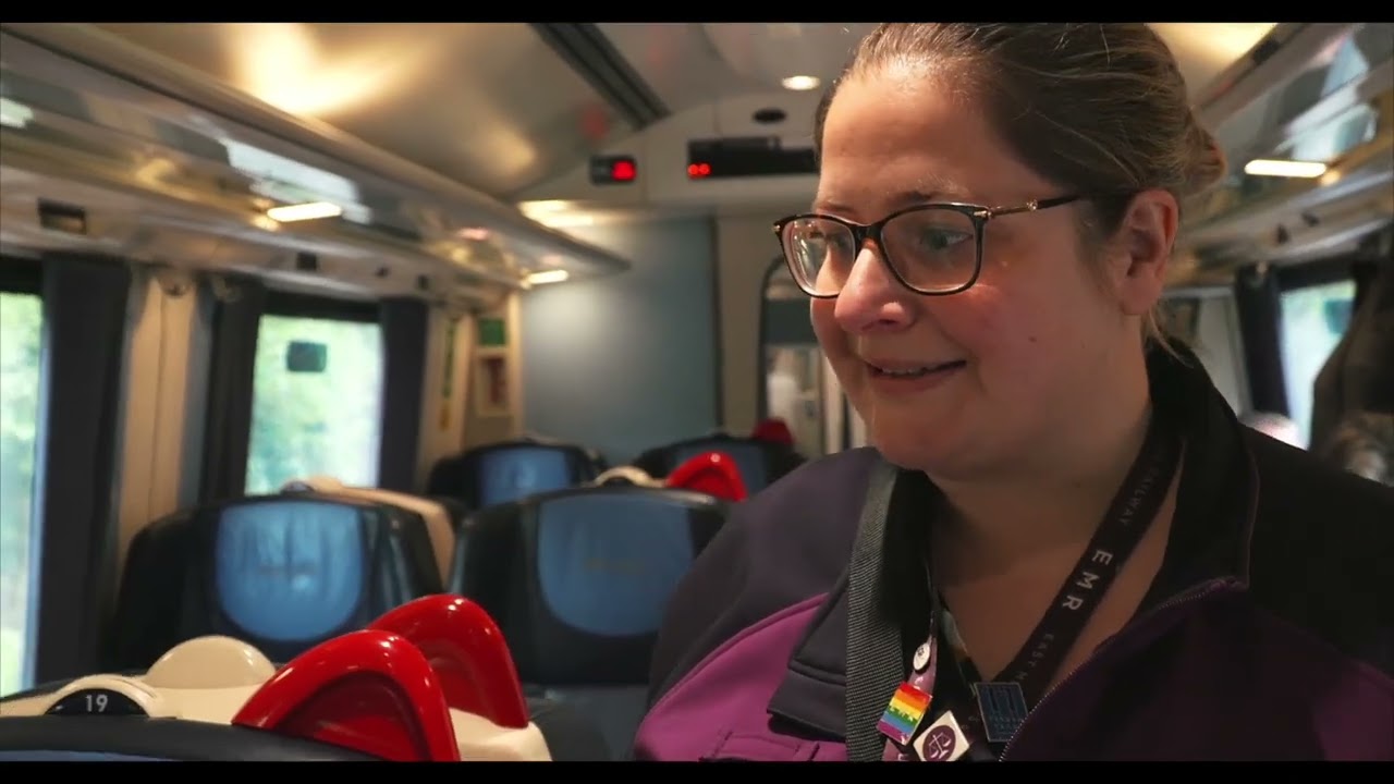 Using an E-Ticket on the train.