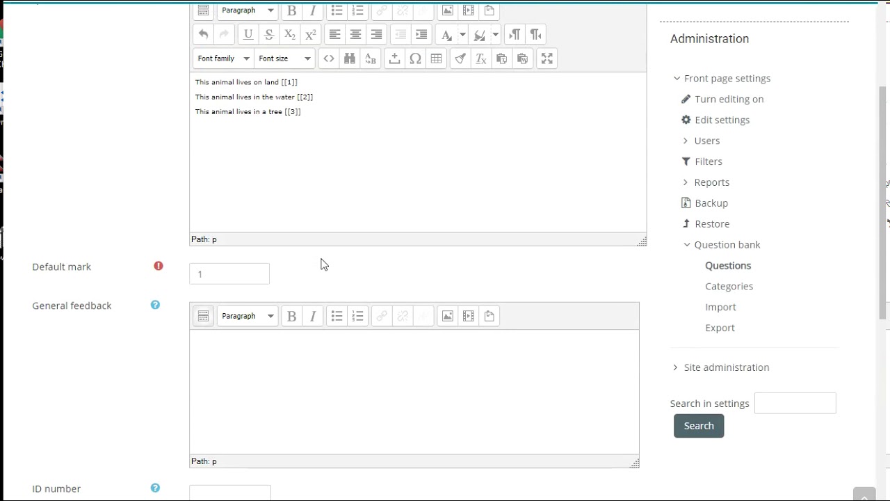 moodle 3+ Question type Select the missing word