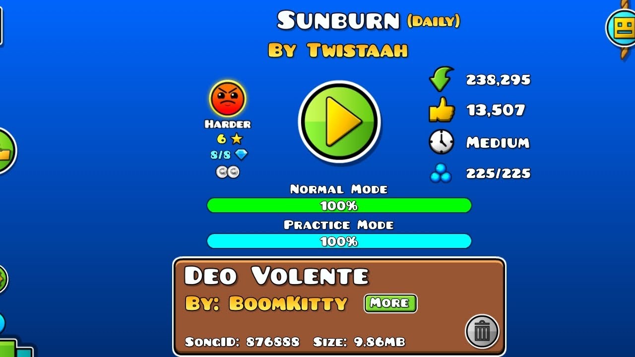 [ Daily Level no. 34 ] SunBurn by Twistaah (2 Coins) | Geometry dash 2.2