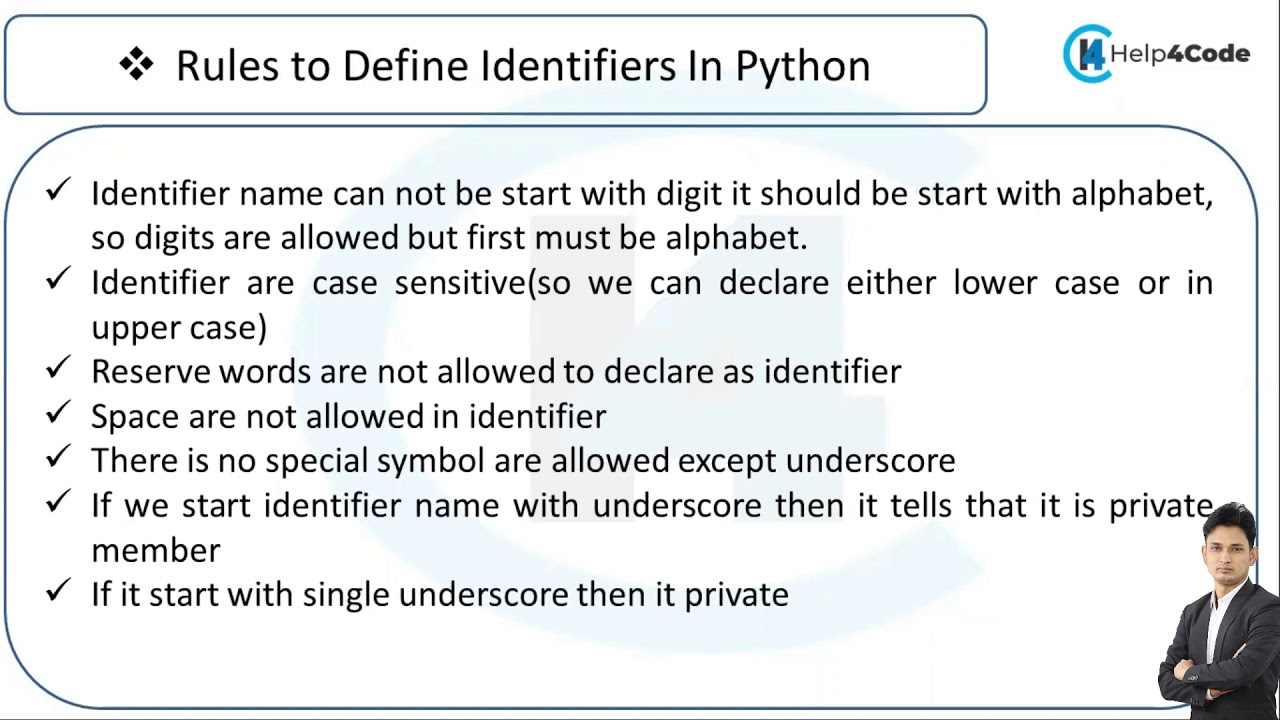 #3 identifiers in python | Rules to define identifier | Example in python
