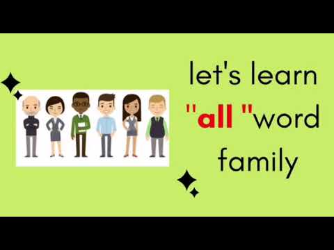 all _word families/list of words ending in all