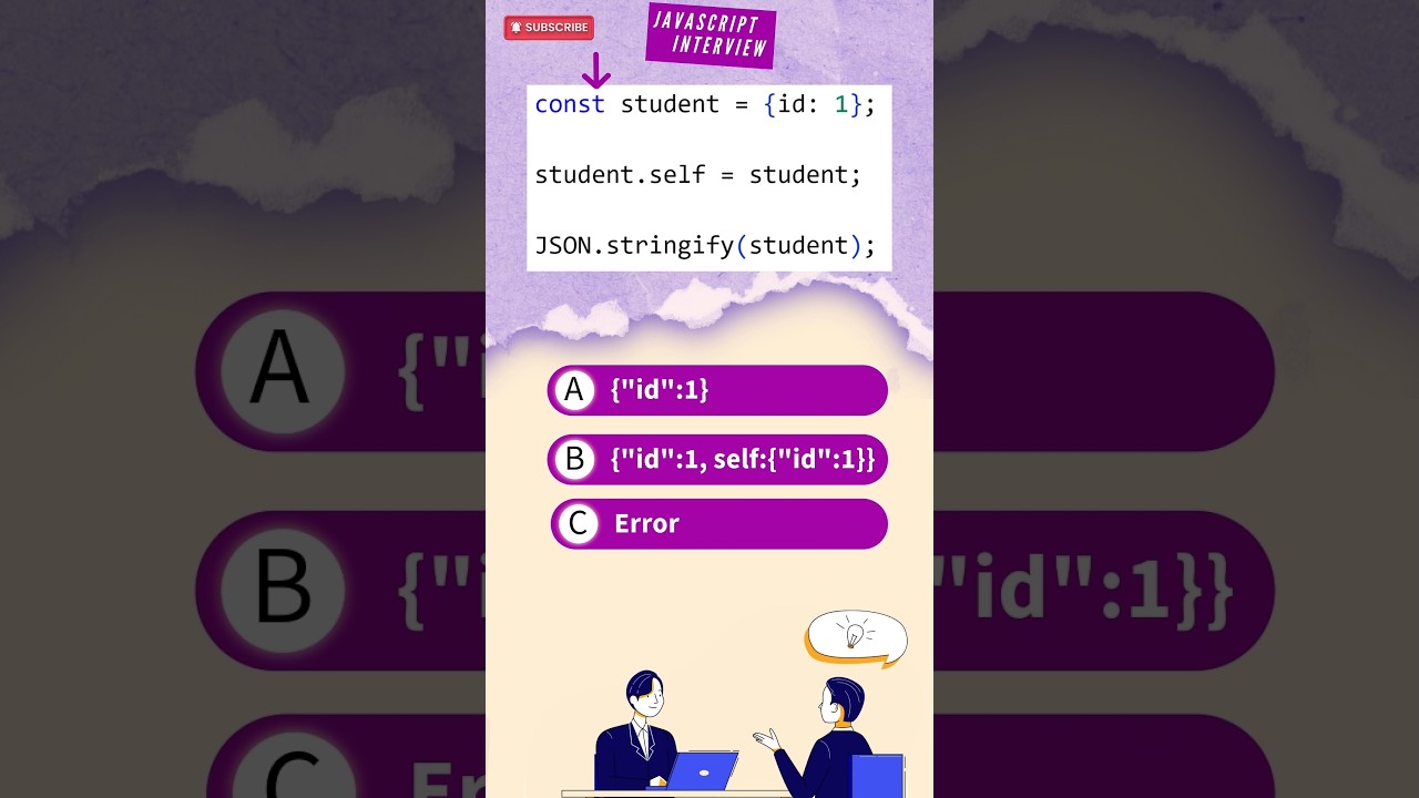 🔥JavaScript Interview #39 : JSON.stringify & Circular References #javascriptinterview