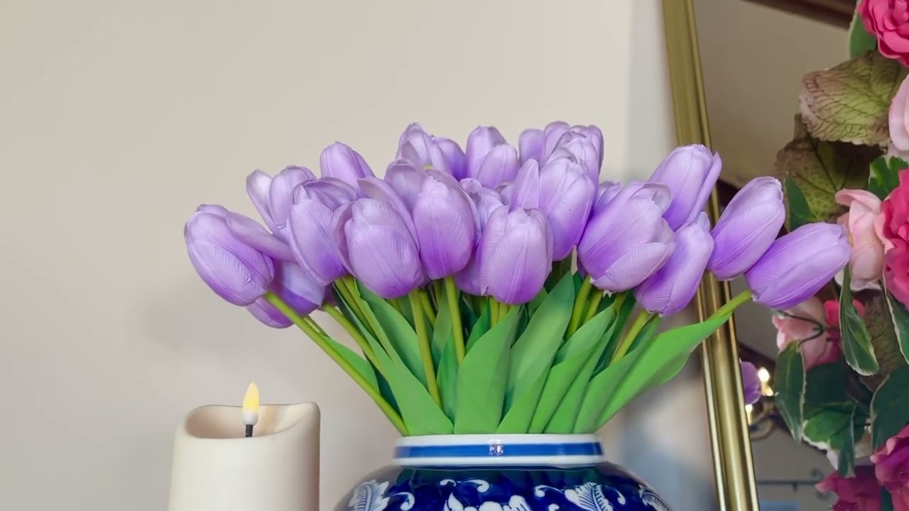 Light Purple Silk w/ Real Touch Tulip Bundle, Set of 2