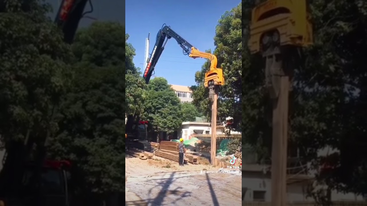 Vibratory sheet pile driver demo