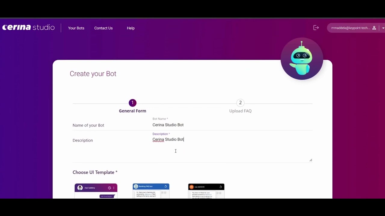 How to create Cerina Studio BOT - https://platform.cerinastudio.com/login