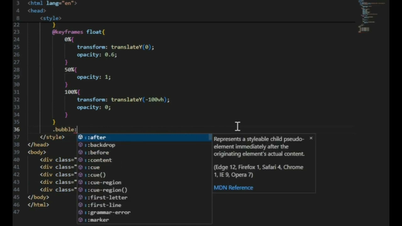 Floating Bubbles animation using css