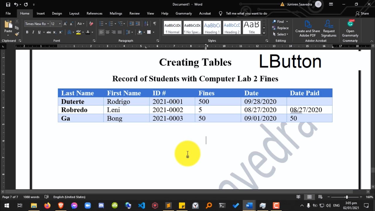 Microsoft Office Word Exercise # 6