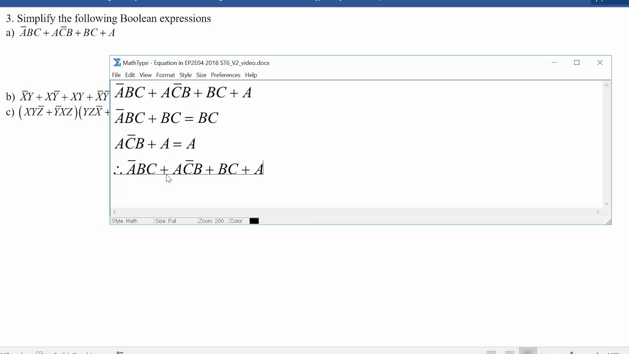 Boolean Algebra Extra Problem
