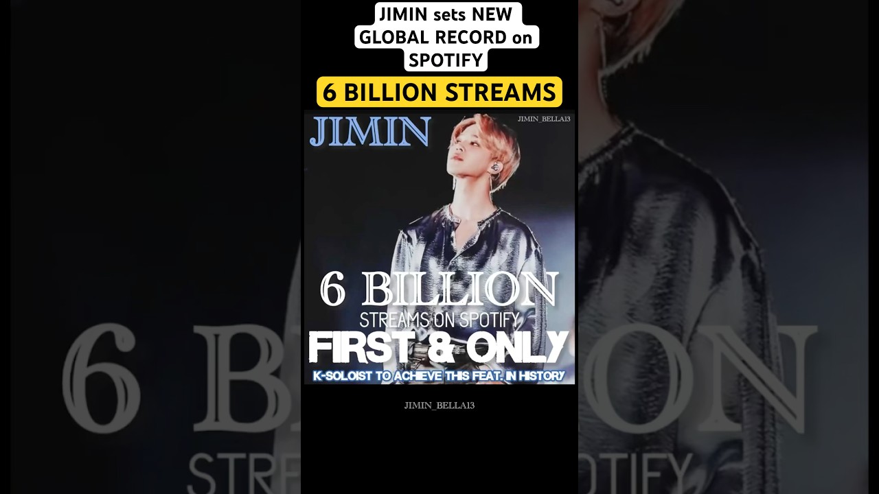 🏆MEDIA: JIMIN SETS A NEW GLOBAL RECORD 6 BILLION STREAMS, FIRST & ONLY in SPOTIFY HISTORY‼️