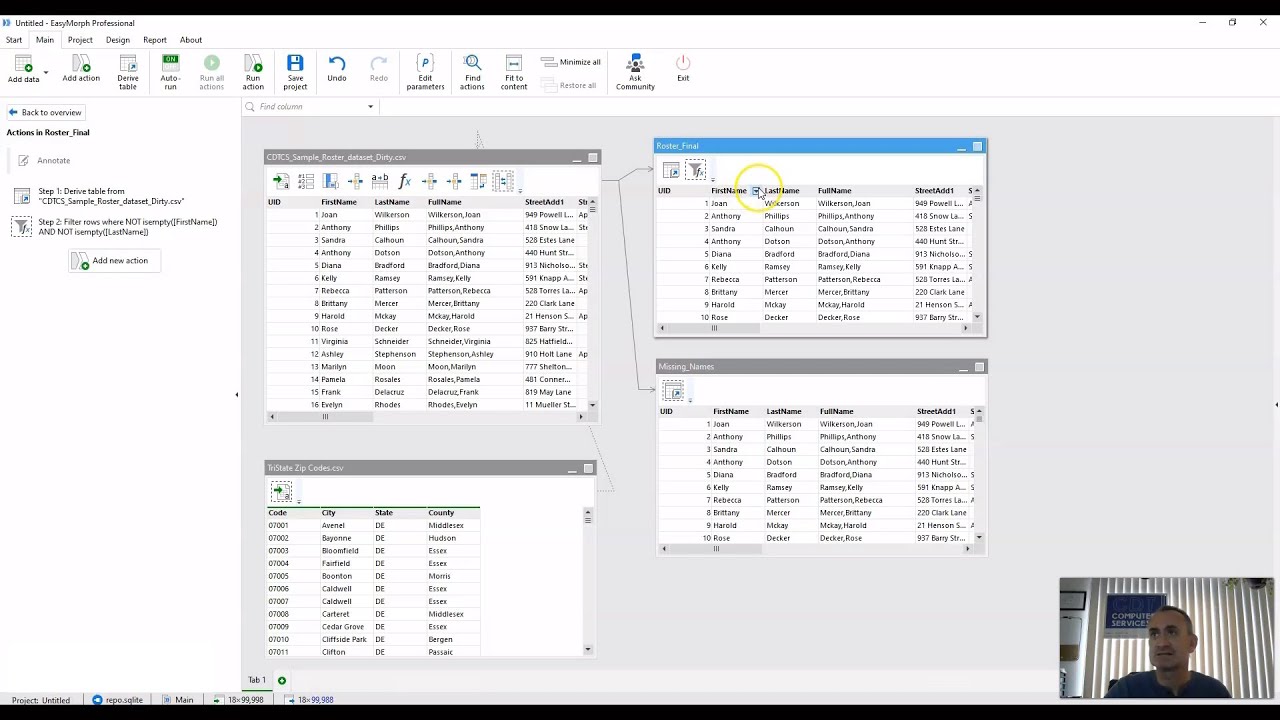 Creating a basic workflow using EASYMORPH.