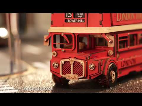 Robotime rolife London Tour Bus 3D Wooden Puzzles Wood Model Toy Ca