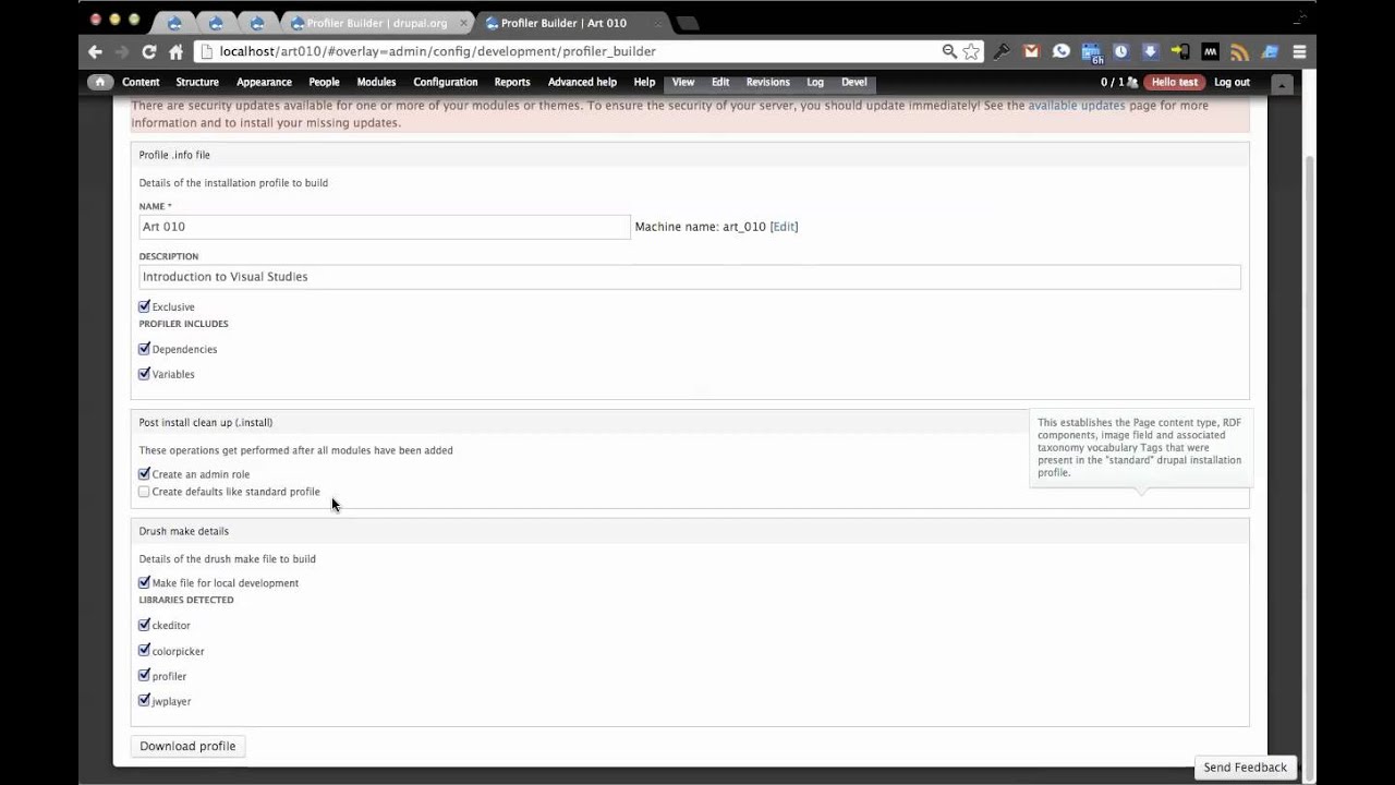 Profiler Builder - Installation and basic usage