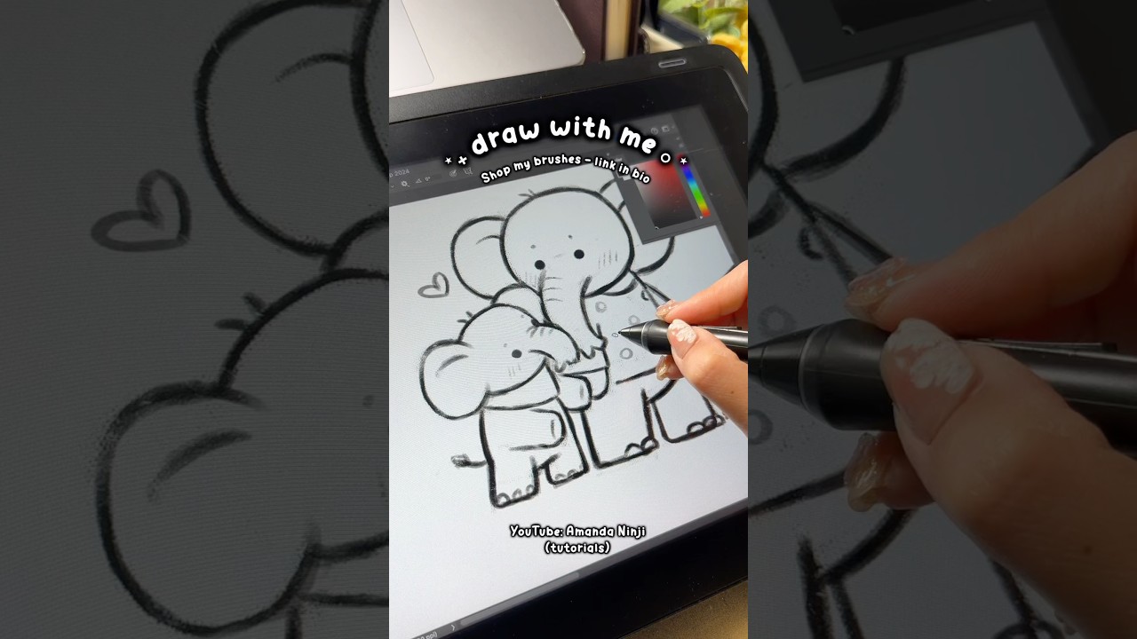 Children’s Book Illustration | Digital Art in Photoshop | Wacom Cintiq Drawing | Sketching Elephants