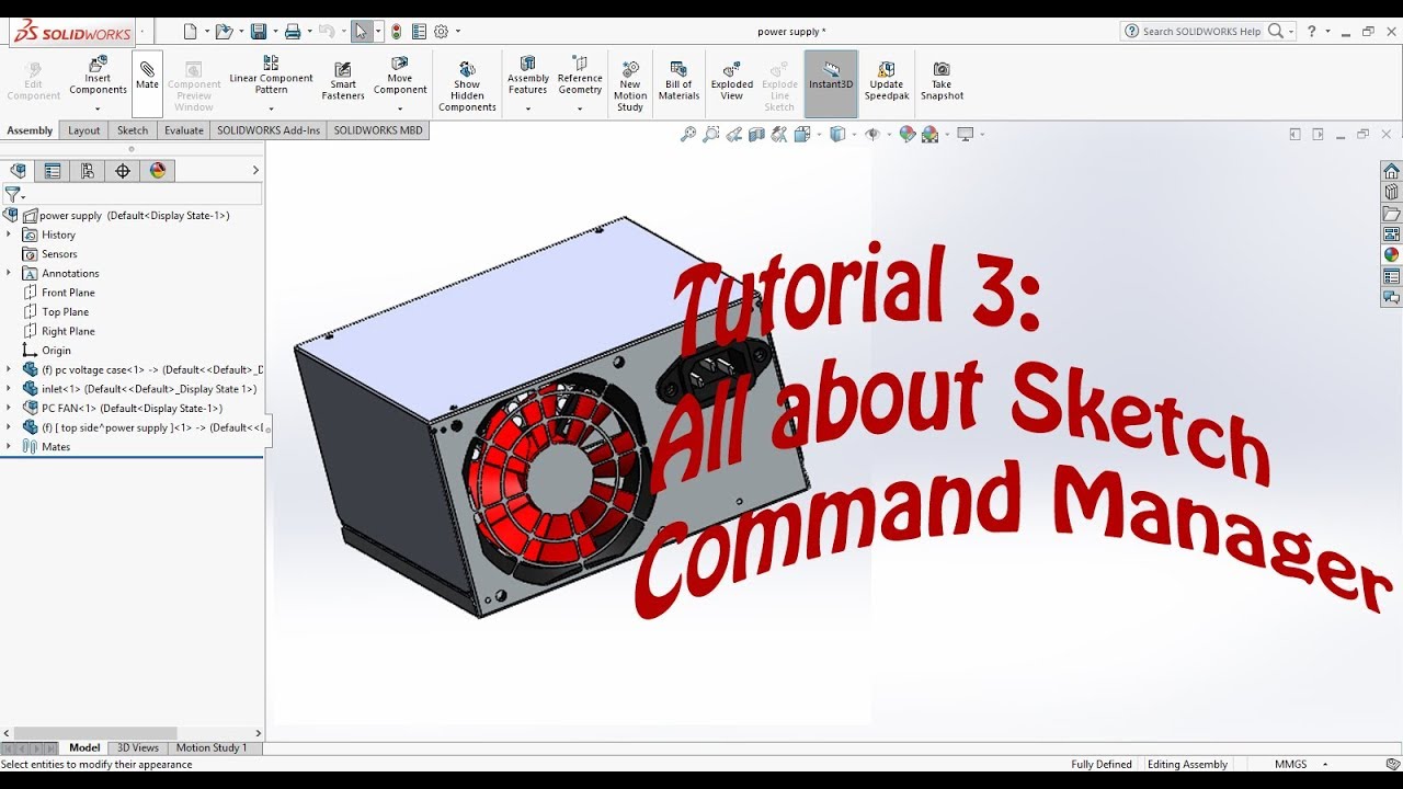 SolidWorks Tutorial 3 Sketch Commands Manager Review Getting Started