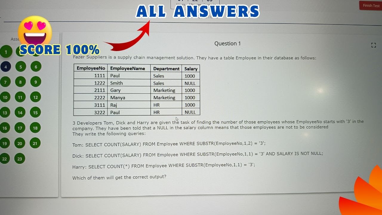 Database Management System Part - 1 Assessment Answers | Infosys Springboard 7.0 #AssessmentDB1
