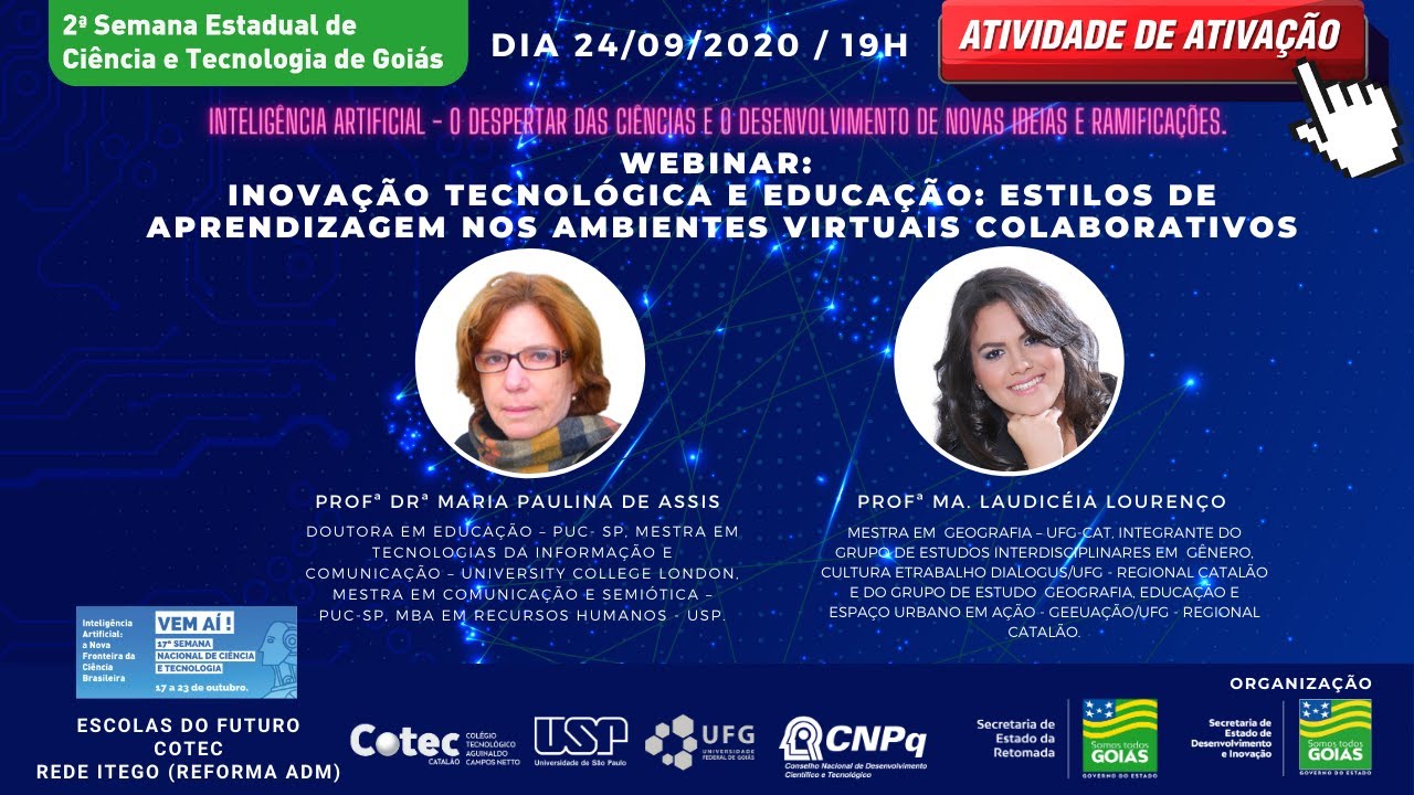 Webnar: Inovação Tecnológica e Educação : Estilos de aprendizagem nos ambientes virtuais