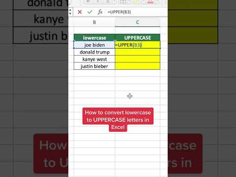 How to Convert lowercase to UPPERCASE letters in Excel! #excel #microsoftexcel