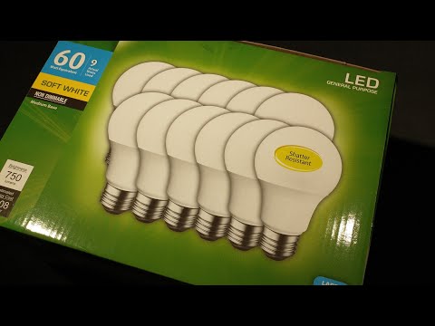 Unboxing Great Value 9 Watt (60 Watt Equivalent) LED Lightbulbs 12 Bulb Multi-Pack