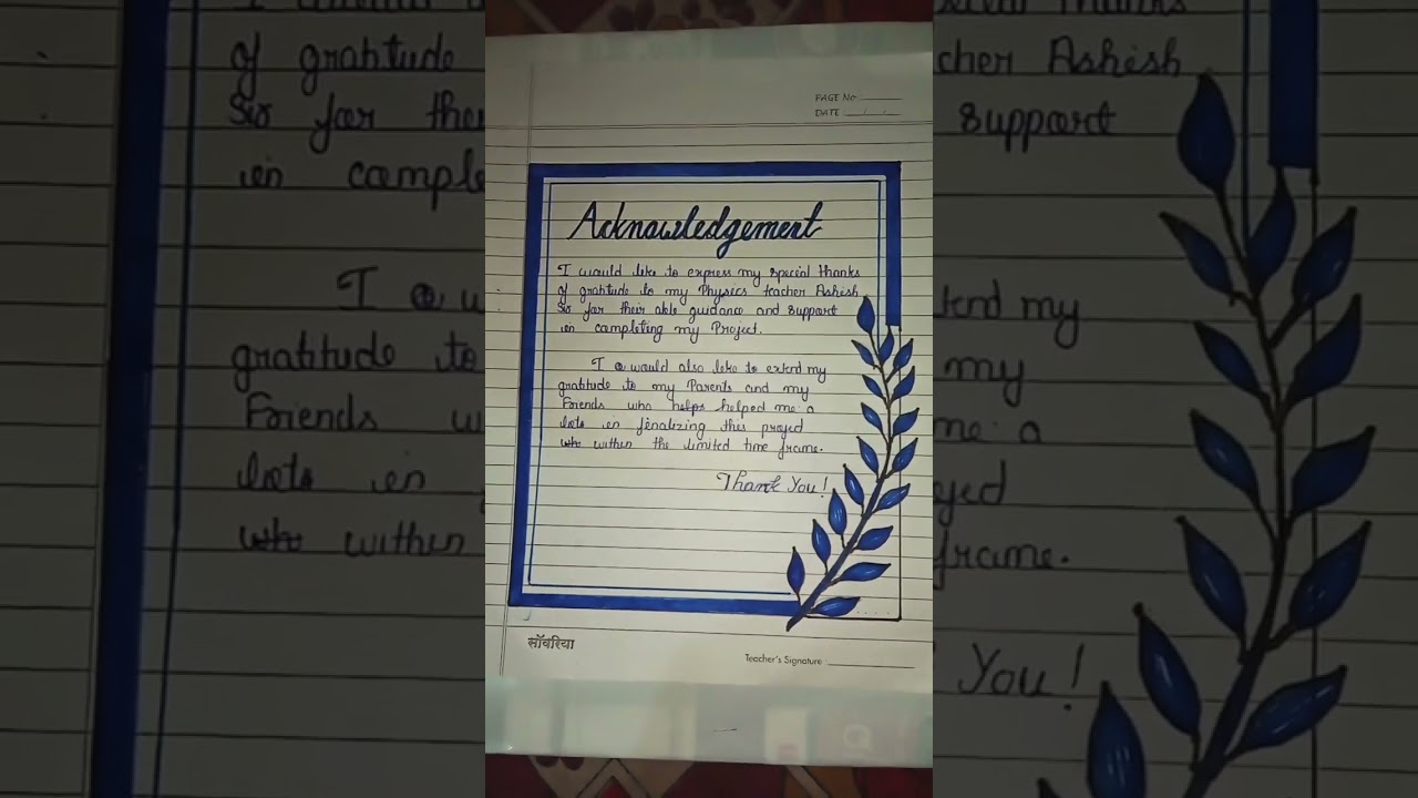 How to make acknowledgement for project .