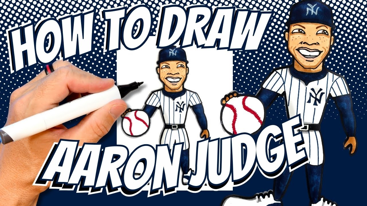 How to Draw Aaron Judge for Kids - New York Yankees MLB Baseball Player