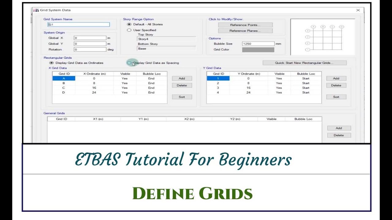 ETABS Tutorial For Beginners [Chapter 4]: Define Grids in ETABS