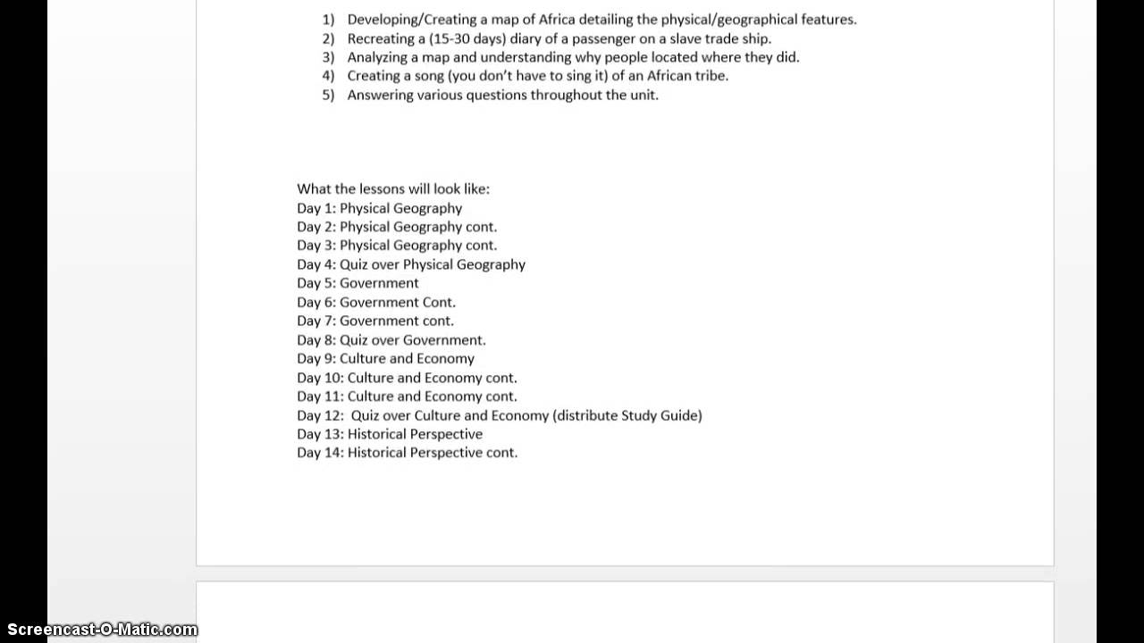 Overall Unit Objective