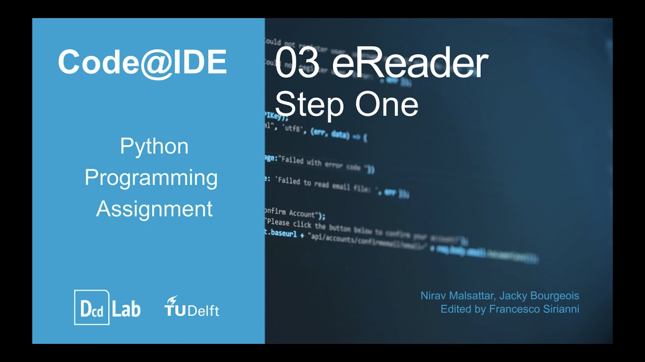 Code@IDE Python Programming Assignment 3: eReader - Step 1