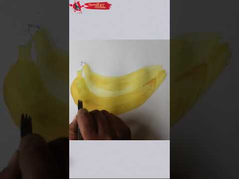 Banana Fruit Painting With Watercolor, Easy Banana Drawing for Beginners, #Shorts,