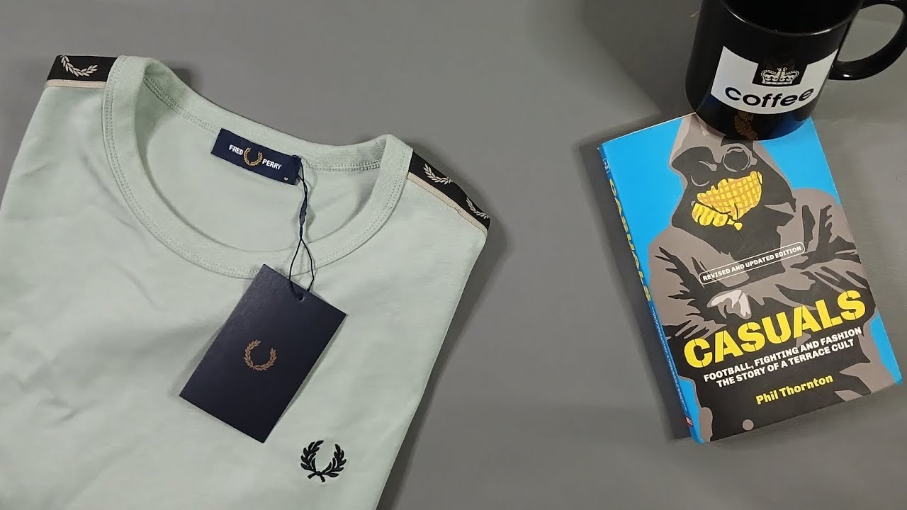 FRED PERRY M4613/W26 SILVER BLUE CONTRAST TAPE RINGER T-SHIRT
