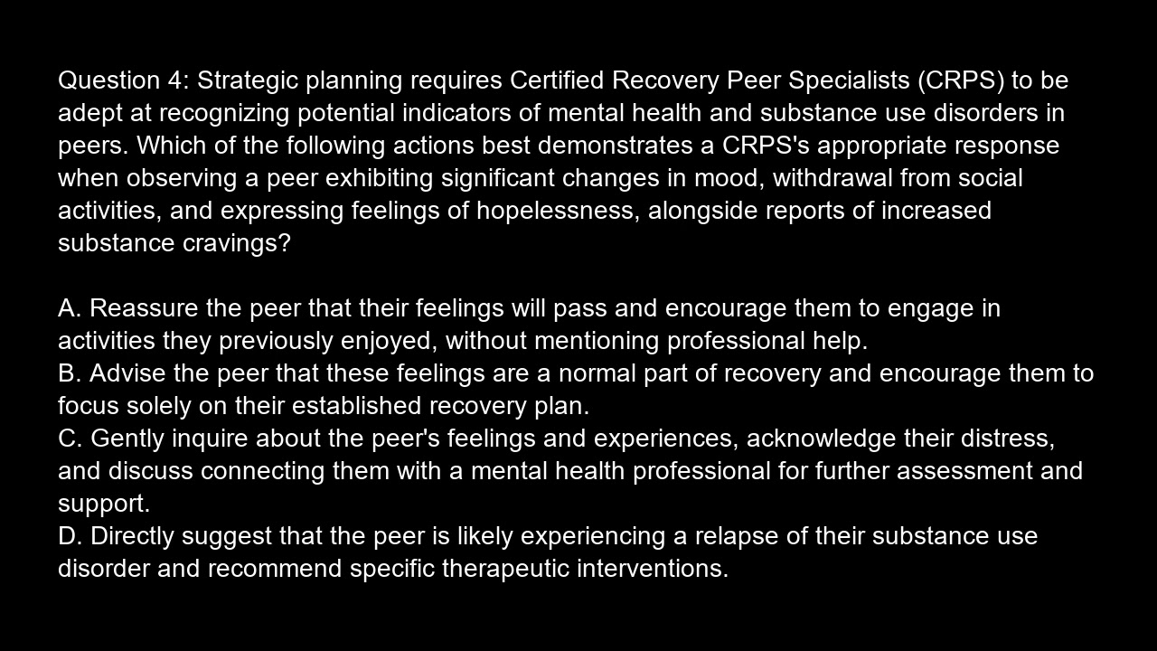 Certified Recovery Peer Specialist  CRPS  Free Practice Test And Answers Updated