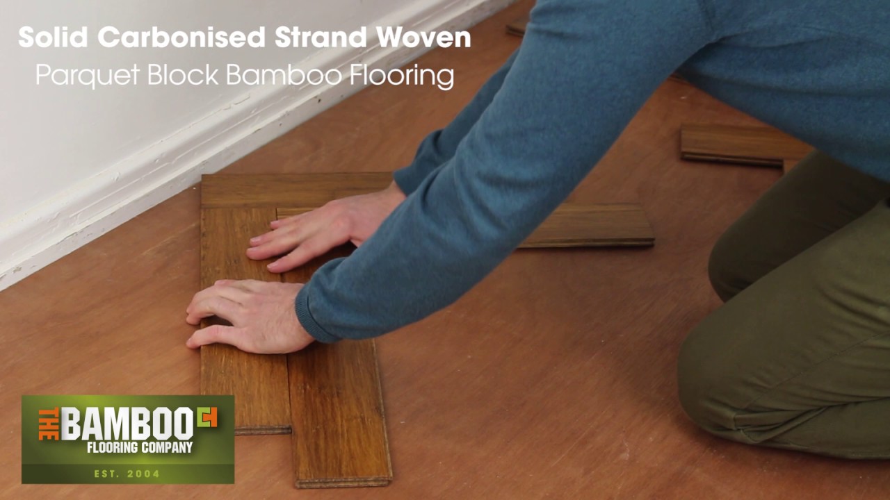Solid Carbonised Strand Woven Parquet Block Bamboo Flooring