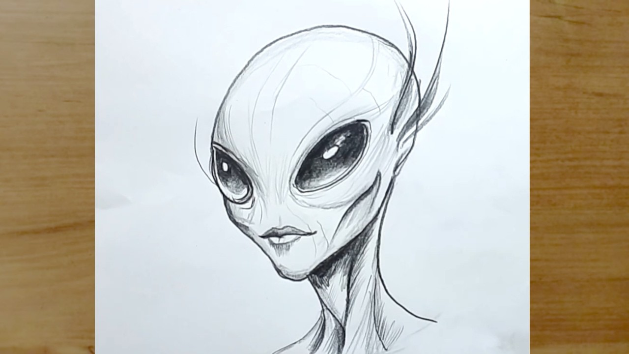 How to Draw an Alien Face 👽 | Easy Pencil Drawing Step by Step for Beginners