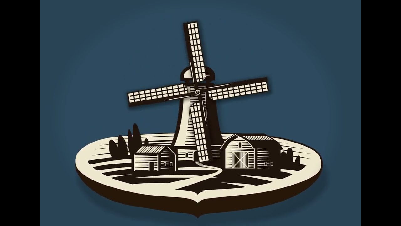 Flat animation - windmill illustration