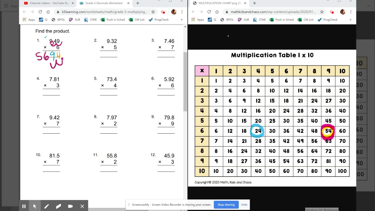 Multiplying Decimals Worksheet