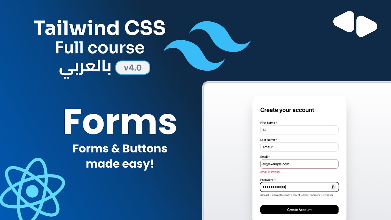 Tailwind CSS Forms & Buttons – Build Clean & Interactive UI (Arabic)