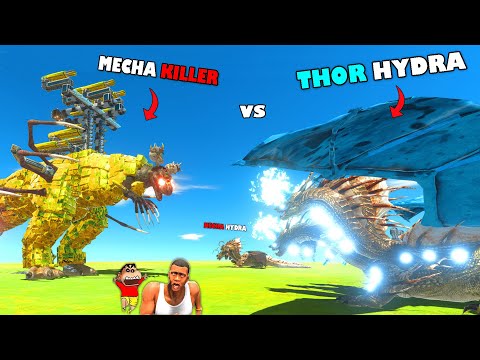 THOR HYDRA & MECHA HYDRA vs MECHA KILLER in Animal Revolt Battle Simulator | Shinchan Chop Amaan T