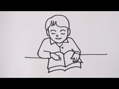 How to draw Boy reading a book / easy drawing step by step