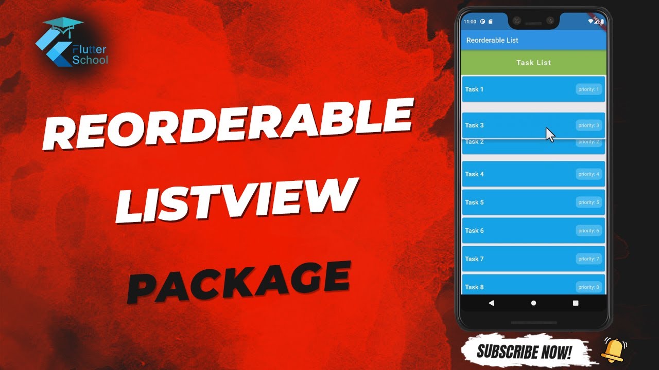 Working with Reorderable ListView in Flutter(flutter tutorial)